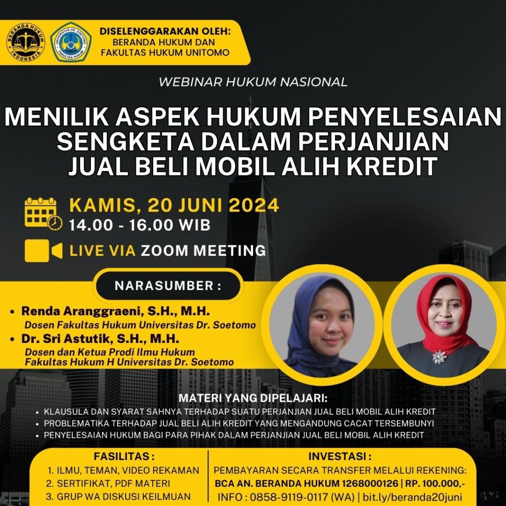 Beranda Hukum dan FH Unitomo Gelar Webinar Sengketa Perjanjian Jual ...